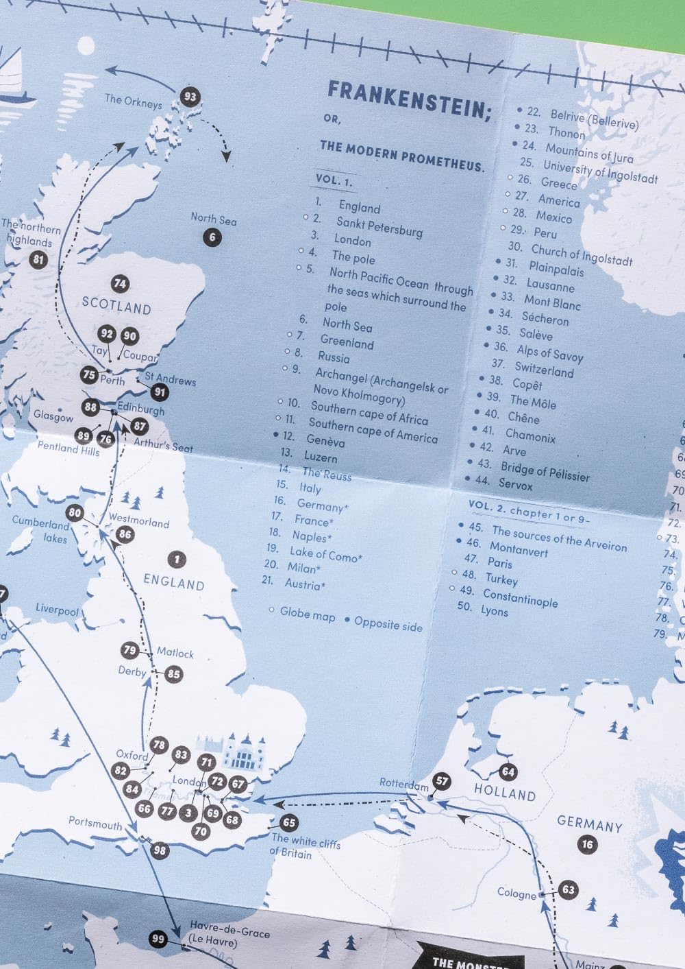 Mary Shelley, Frankenstein Map - Martin Thelander