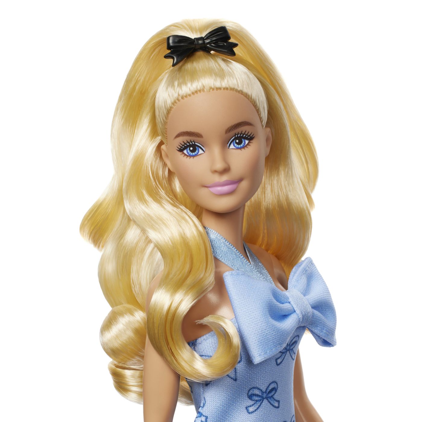 Papusa - Barbie Fashionistas - Blonda cu rochie albastra cu fundite ...