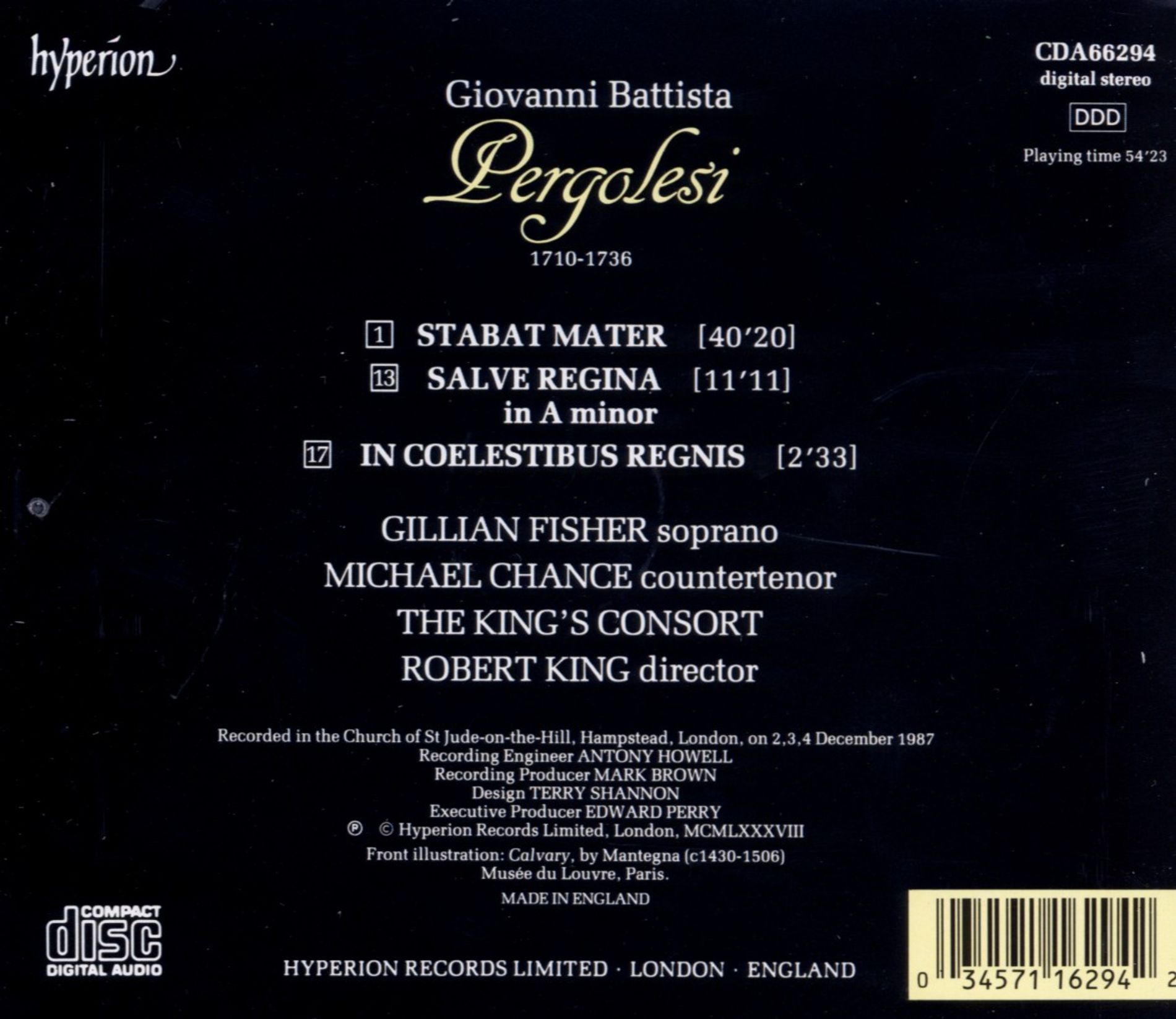 Pergolesi: Stabat Mater / Salve Regina In A Minor / In Coelestibus ...