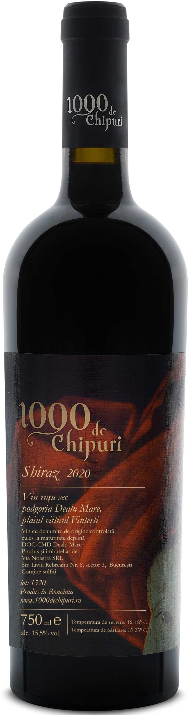 Vin rosu - 1000 de Chipuri - Shiraz, sec, 2020 - 1000 de Chipuri