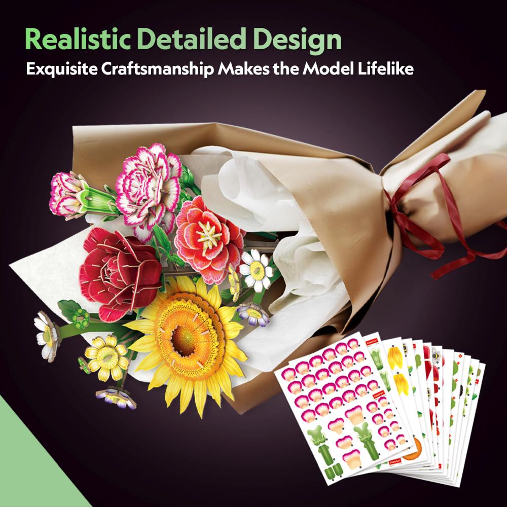 Puzzle 3D - Buchet de Flori - Asortate, 363 piese - CubicFun