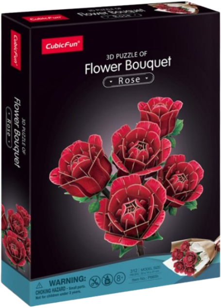 Puzzle 3D - Buchet de flori - Trandafiri, 265 piese - CubicFun