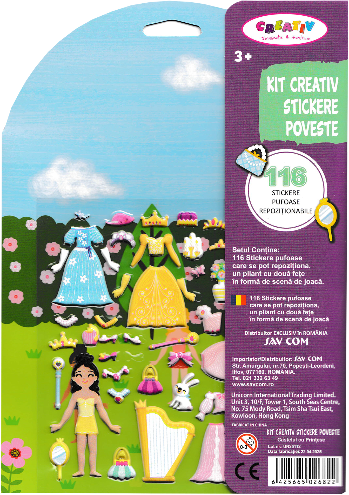 Kit creativ - Stickere poveste - Castelul cu printese - Sav Com