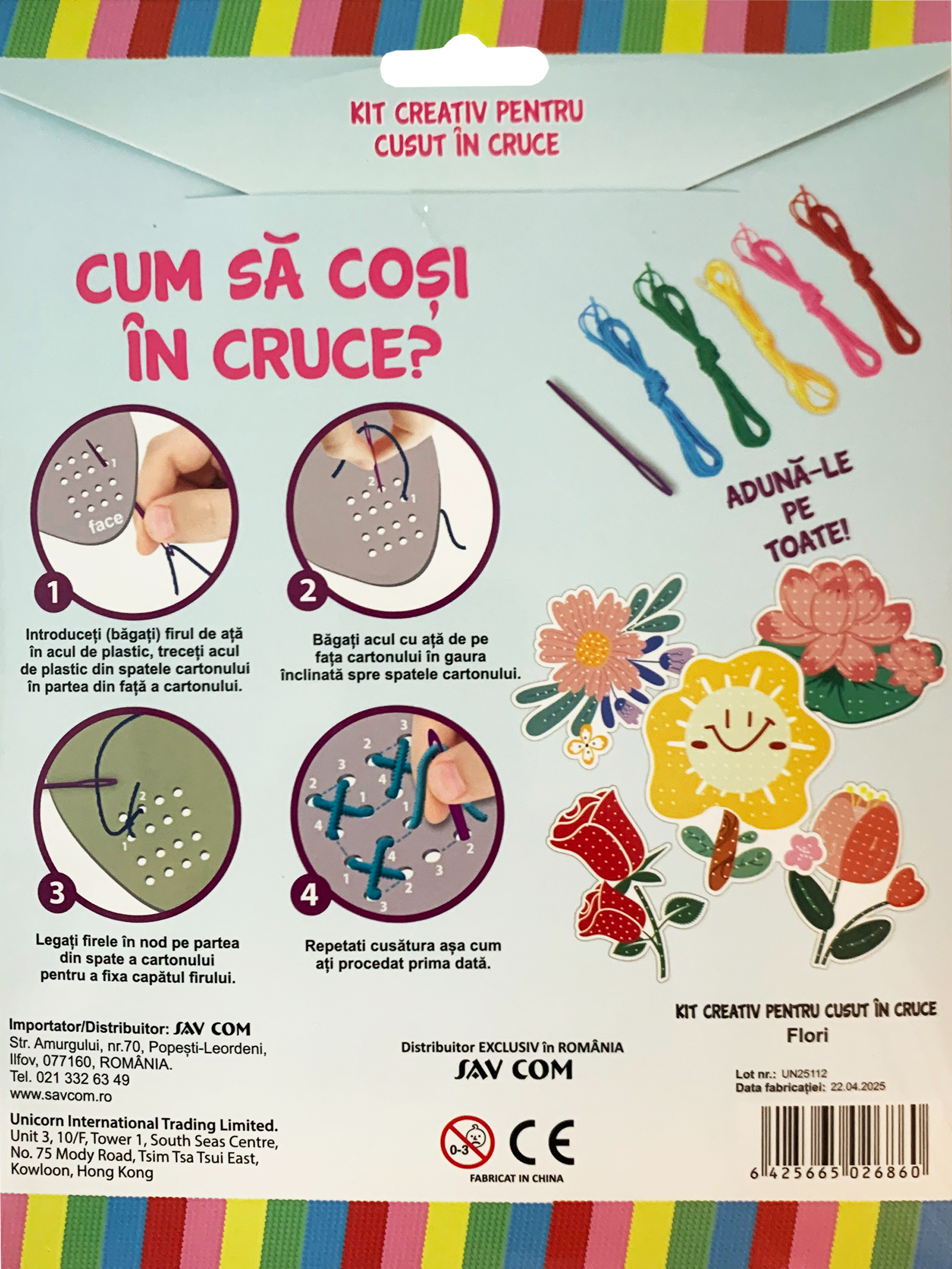 Kit creativ pentru cusut in cruce - Flori - Sav Com