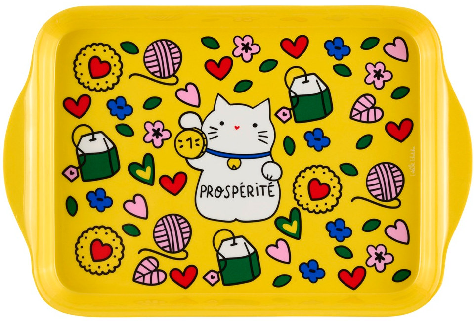 Platou - Lynda Chat Bonheur Jaune - Derriere la porte