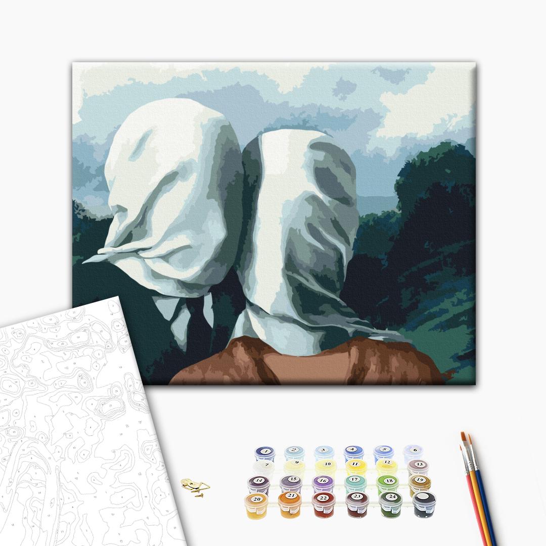 Set pictura pe numere - Indragostitii - Rene Magritte - Brushme