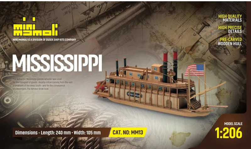 Kit de construit - Corabie din lemn - Mississippi - Mamoli