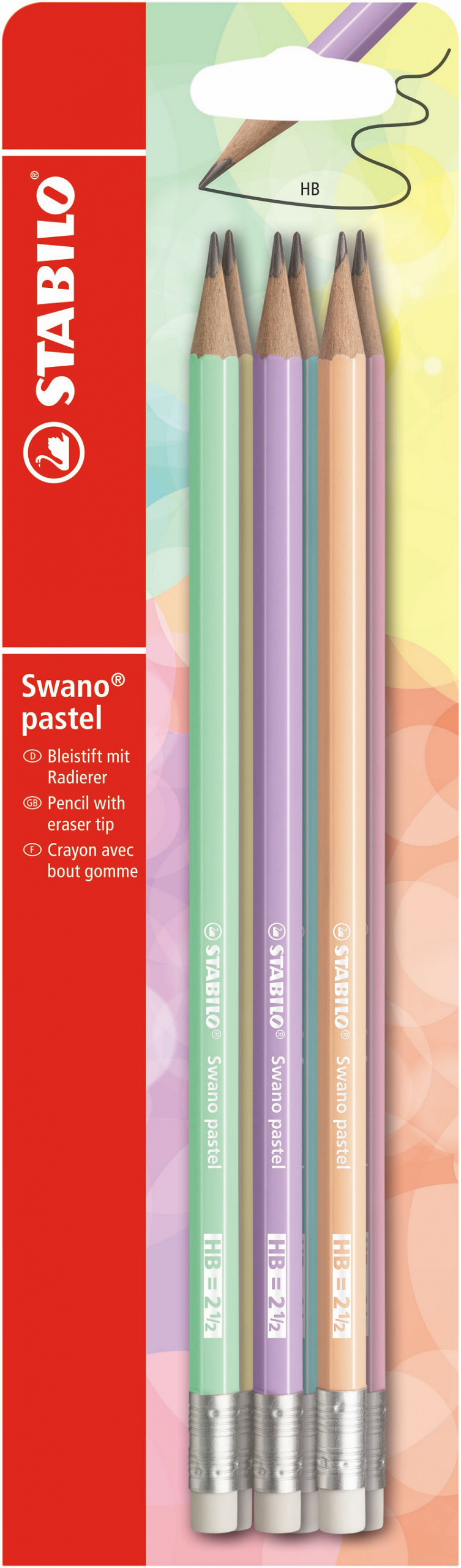Set 6 creioane grafit - Swano Pastel, HB - Stabilo