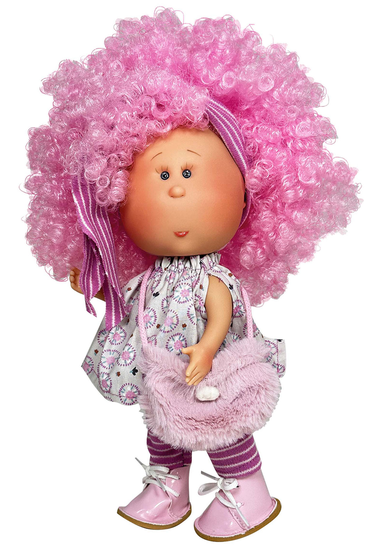 Papusa - Little Mia, cu parul roz cret - Nines D’Onil