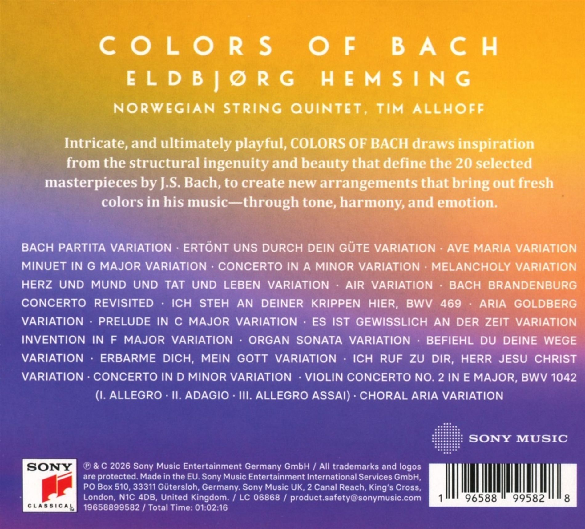 Colors of Bach - Eldbjorg Hemsing, Norwegian String Quintet, Tim Allhoff