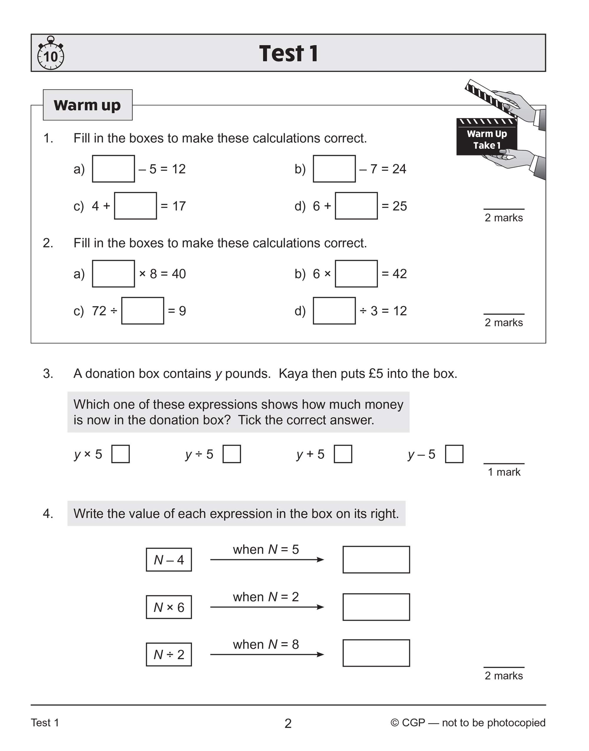 KS2 Maths SAT Buster 10 Minute Tests Algebra