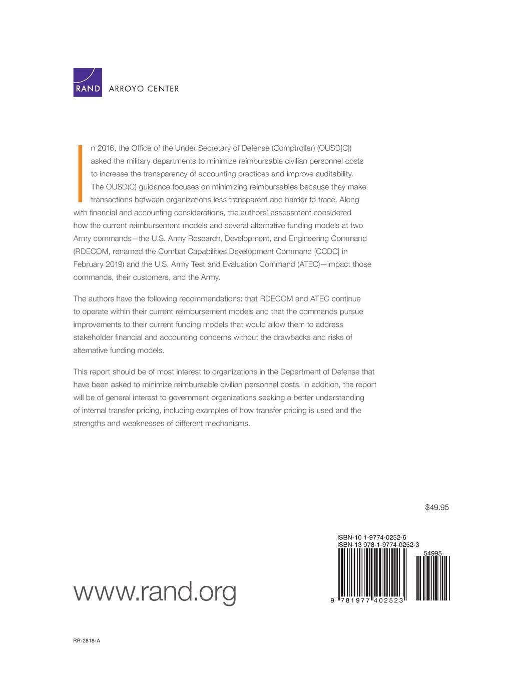 Assessment of Alternative Funding Models for Activities in RDECOM and ...