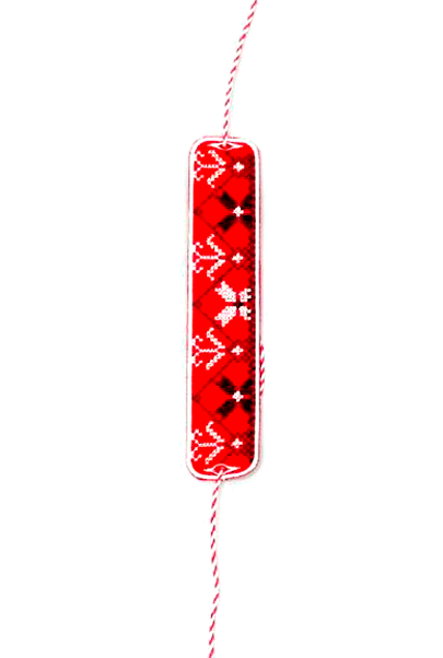 Martisor - Bratara Traditionala - Motiv pe fundal rosu, contur alb ...