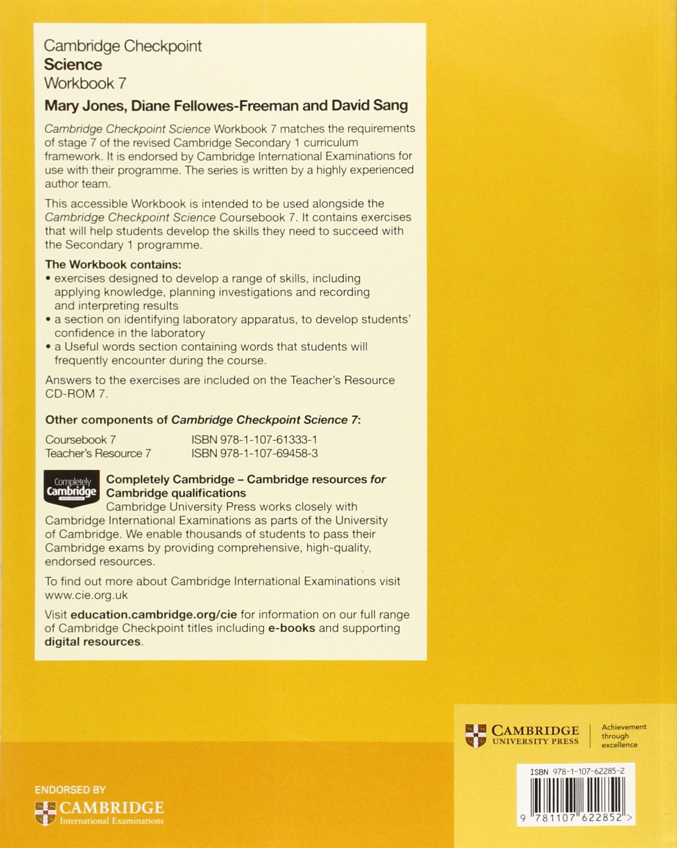 Cambridge Checkpoint Science Workbook 7 - Mary Jones, Diane Fellowes-Freeman, David Sang