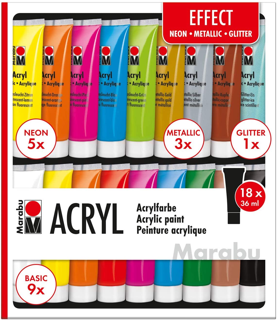 Set culori - Marabu Acrylic Paints, 18x36ml - Marabu