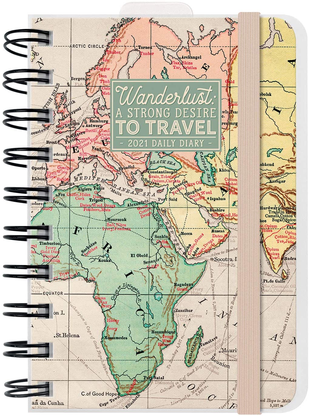 Agenda 2021 - Small Spiral Bound Daily Planner 12 Months - Map - Legami