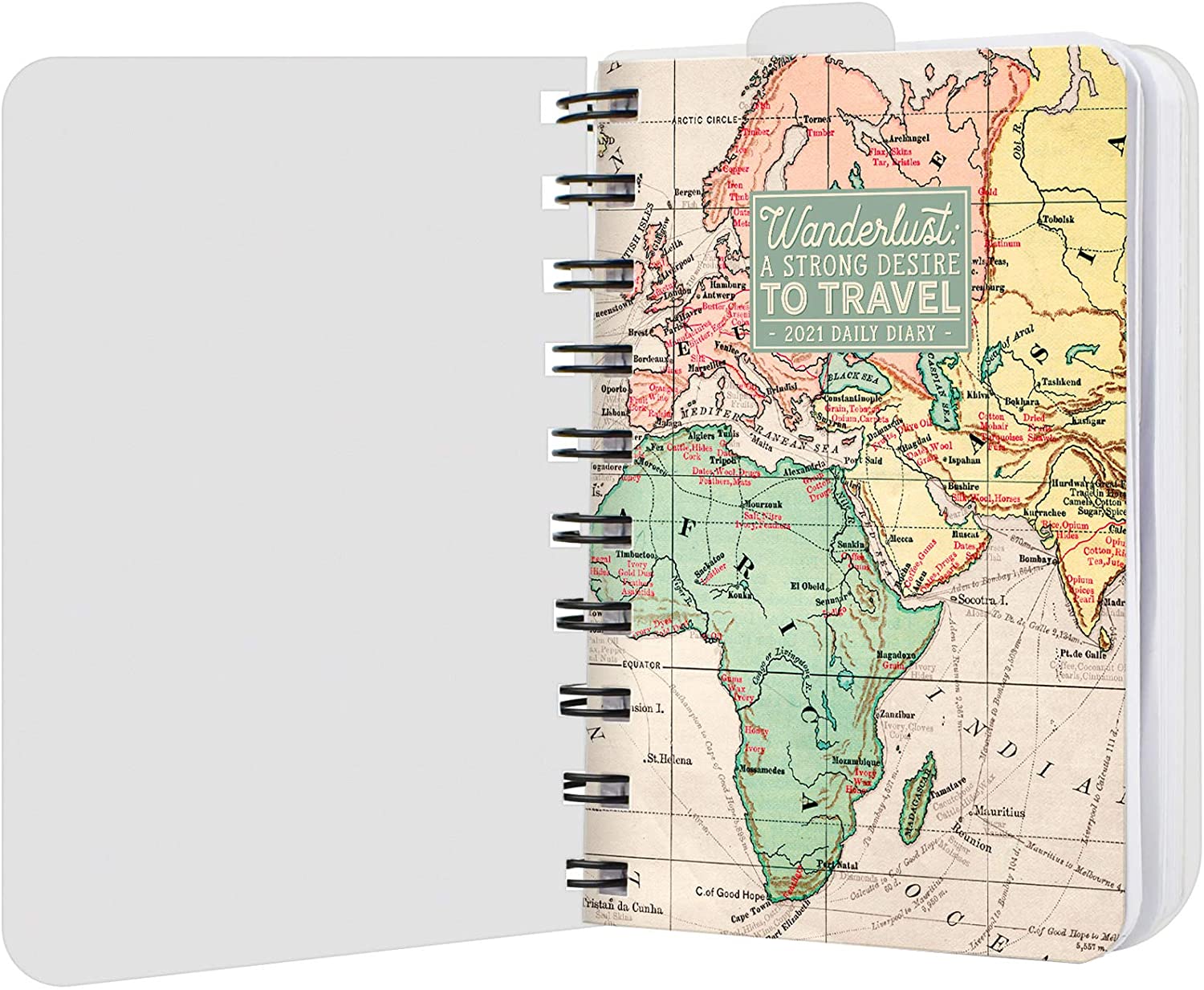 Agenda 2021 - Small Spiral Bound Daily Planner 12 Months - Map - Legami