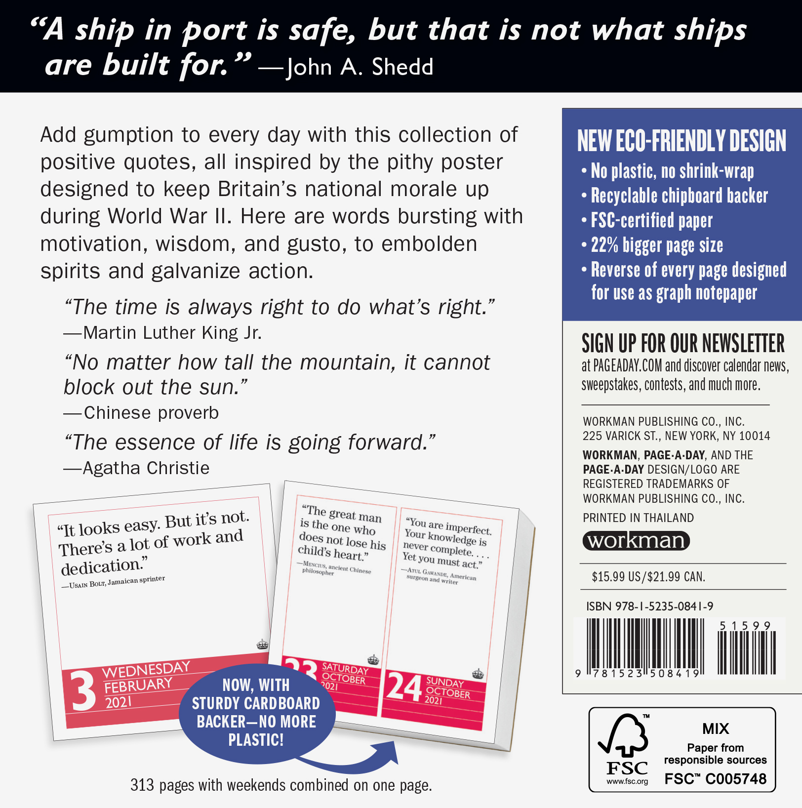 Calendar 2021 - Keep Calm and Carry on Page-A-Day - Workman Publishing