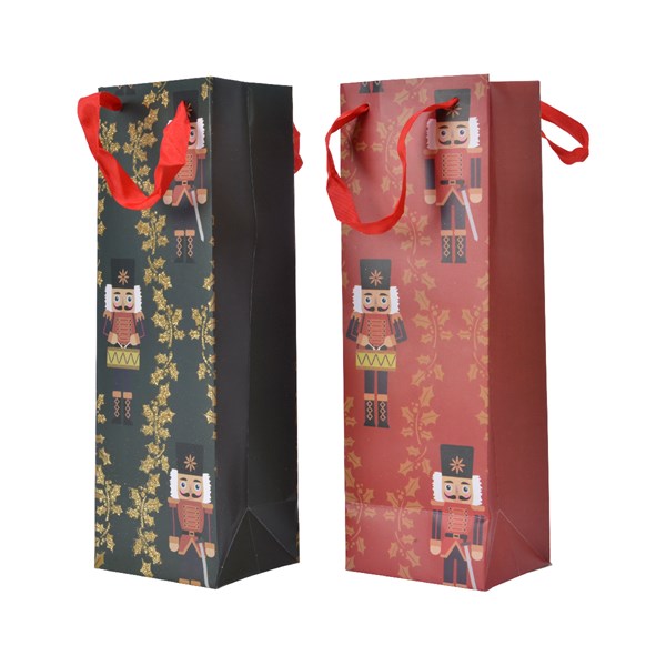 Punga de cadou - Bottle - Nutcracker - Green-Red - Kaemingk