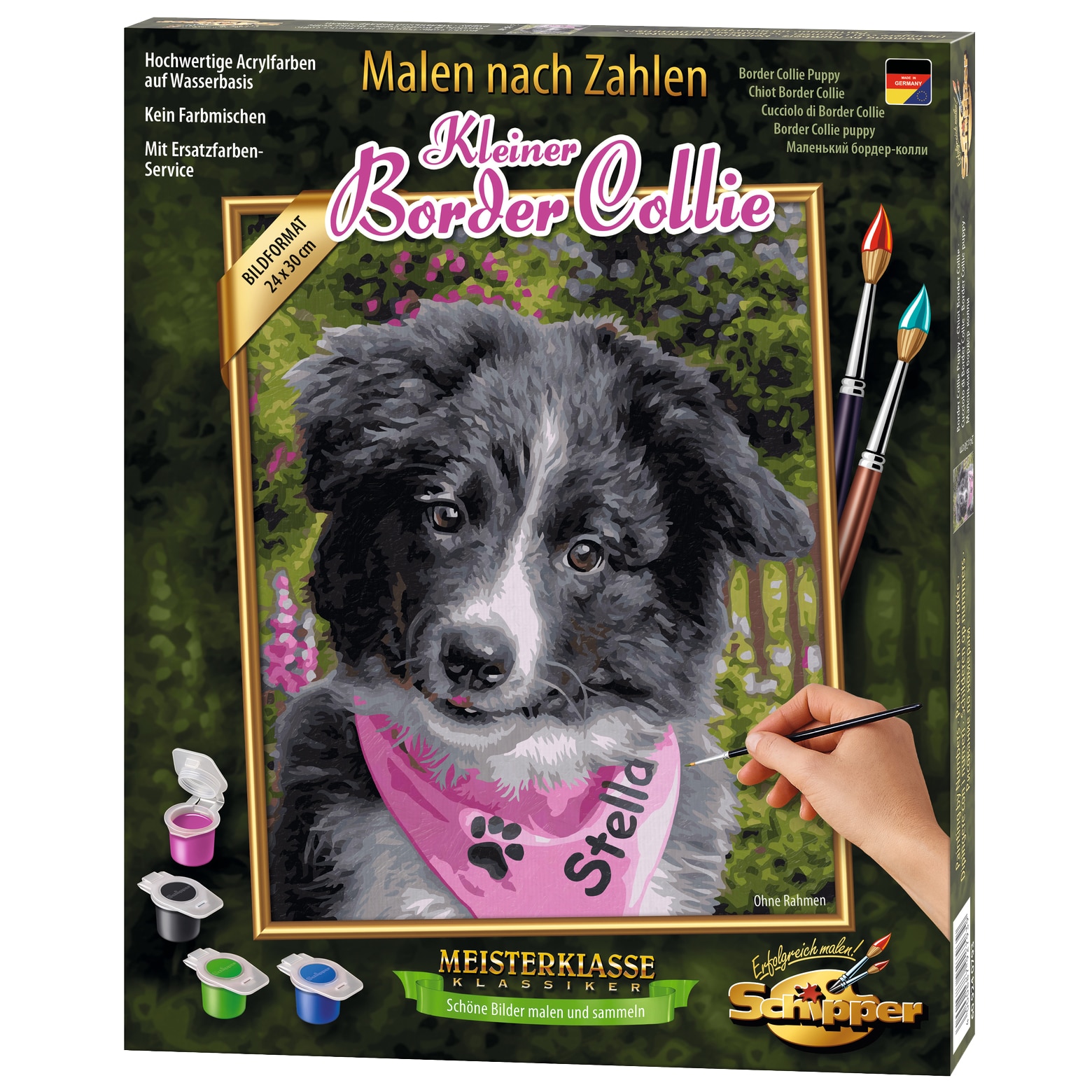 Kit pictura cu numere - Border Collie Puppy, 24x30 cm - Schipper