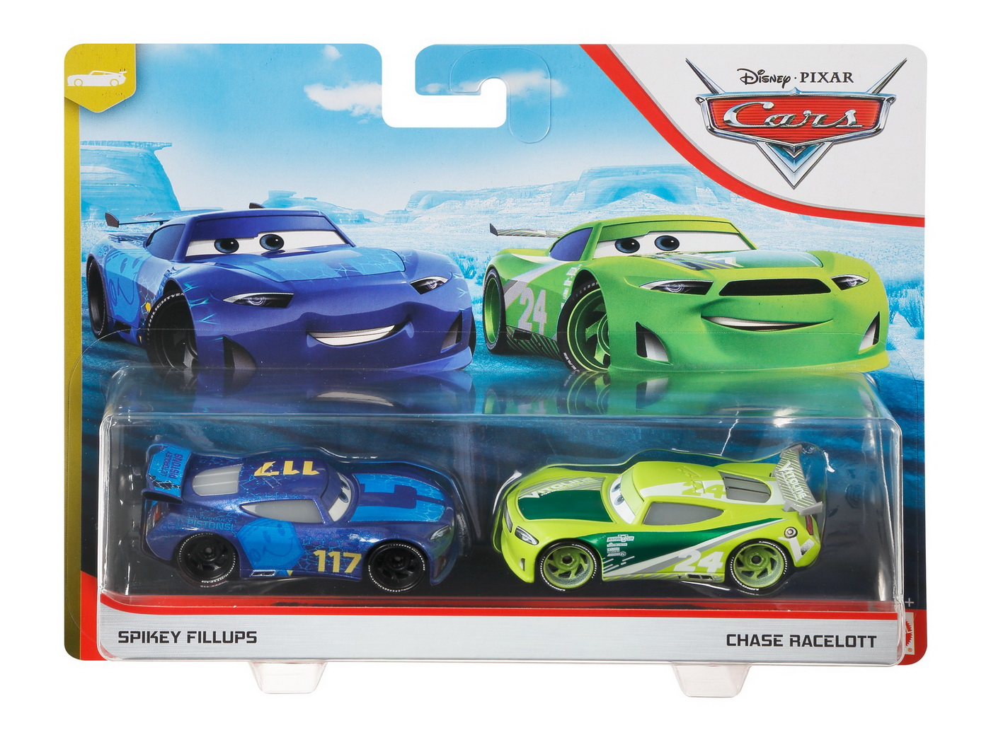 Set 2 masini - Cars - Spikey Fillups si Chase Racelott - Mattel