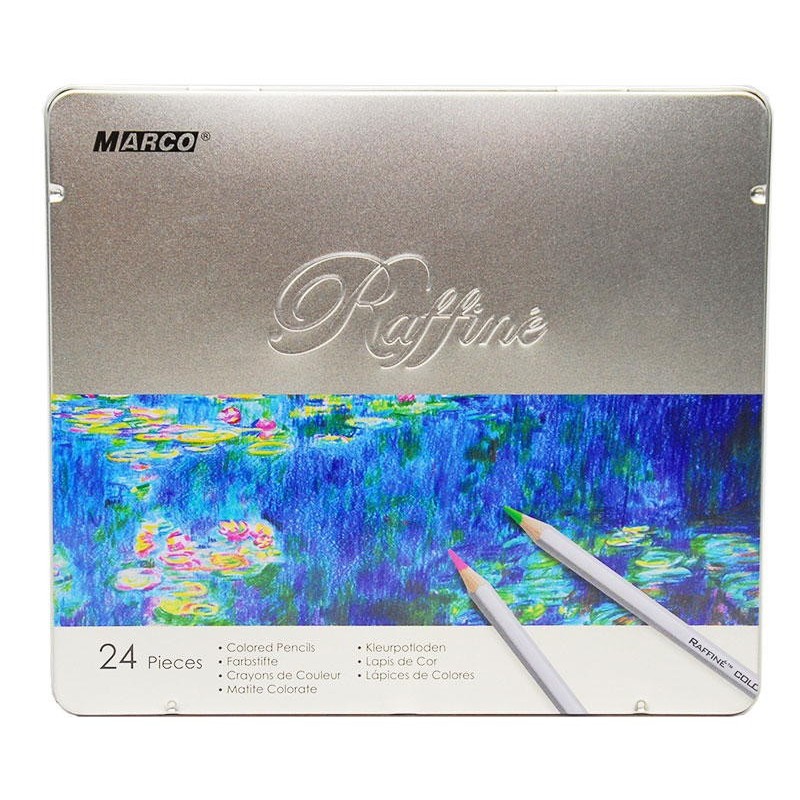 Set 24 de creioane in cutie metalica - Raffine - Marco